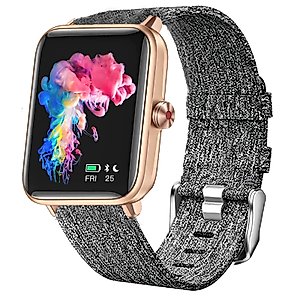 Lamshaw GT01 Smartwatch Band, Breathable Nylon Woven Fabric Replacement Accessory Strap Compatible for Dirrelo GT01 / LETSCOM GT01 1.55" / Hamile Smart Watch/Fitpolo GT01 Smartwatch (Gray)