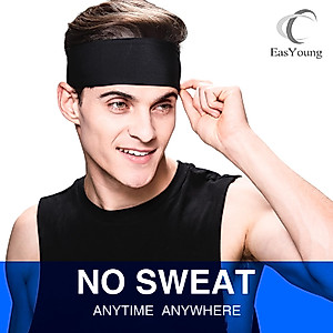 EasYoung 6-Pack Men's Headbands, Sweat Wicking Headband, Non Slip Headbands for Running, Fitness, Hairband for Women & Men