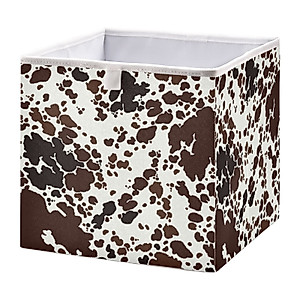 Kigai Cow Print Cube Storage Bin, Large Foldable Storage Basket Toy Clothes Organizer Bin for Shelf, Closet, Nursery, Bedroom, Office, Home Decor-11 x 11 x 11 Inch