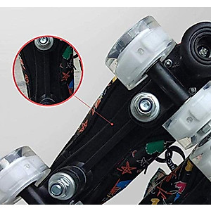 Women's Graffiti Roller Skates Classic PU Leather Roller Skates Four-Wheel Roller Skate Boys and Girls Teenagers Adult Unisex Indoor and Outdoor Double-Row Skates (Silver Flash,7)