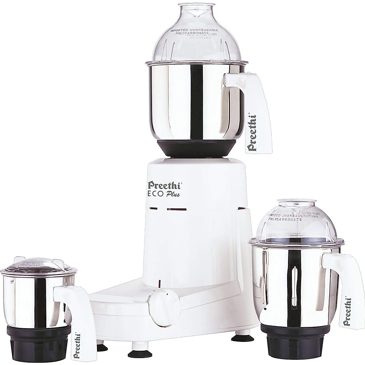 Preethi Eco Plus Mixer Grinder 110 Volts - Free Service Kit Included (3 Jar with Extra 1.75L Jar)