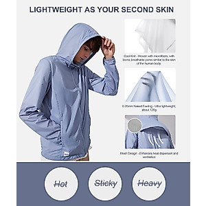 BENEUNDER UPF 50+ Outdoor Jackets Unisex, Full Zip-Up Lightweight Quick-Dry Jacket for Hiking Cycling Water Sports(Darkgray 170/92A)