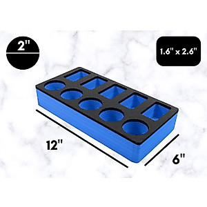 Polar Whale Lotion and Body Spray Stand Organizer Tray Blue Black Durable Foam Washable Waterproof Insert for Home Bathroom Bedroom Office 12 x 6 x 2 Inches 10 Slots