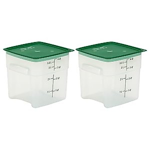 Cambro Food Storage Containers with Lids (BPA-Free) - 4 QT (Quart) Square Food Storage Container with Lid (2 Pack)