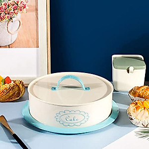 Metal Cake Carrier Cake Server with Lid Cake Cover Cake storage Tin Sweet Stuff Cake Holder Cream Dessert Carrier for Kitchen Countertop Cake Storage Container with Handle