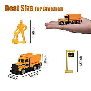 19 Pack Construction Toys，Mini Diecast Cars Play Sets Dumper,Bulldozers,Forklift,Tank Truck,Asphalt Car,Excavator,Engineering Worker,Construction Traffic Sign Set Toy for Kids Boys and Girls