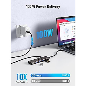 Docking Station 7 in 1 USB C Hub Dual HDMI Monitors with 4K 30Hz 2 HDMI Port 100W PD USB 3.0 USB 2.0, Multi Monitor Adapter for Laptop MacBook Pro M1 Dell HP Surface Lenovo