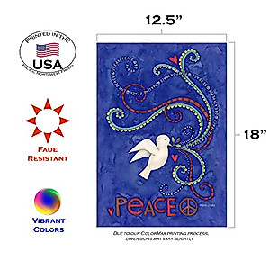 Toland Home Garden 119635 Peace Dove Bird Flag 12x18 Inch Double Sided Bird Garden Flag for Outdoor House Heart Flag Yard Decoration
