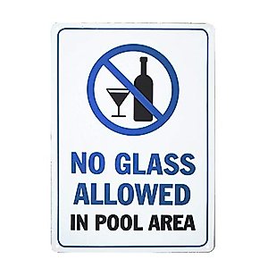 Monifith Swimming Pool Safety Sign No Glass Allowed in Pool Area Pool Rules Signs 8X12 Inch