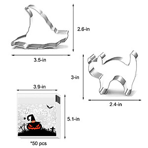 Halloween Cookie Cutters - 5 pieces Cookie Cutters Shape - Pumpkin, Bat, Ghost, Cat and Witch Hat Shapes for Halloween Food Party Decorations
