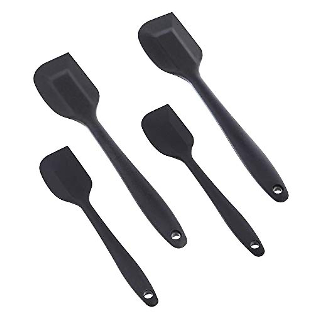 AmazonCommercial Non-Stick Heat Resistant Silicone Spatula Set, 2 Small & 2 Large Spatulas, Black, Pack of 4