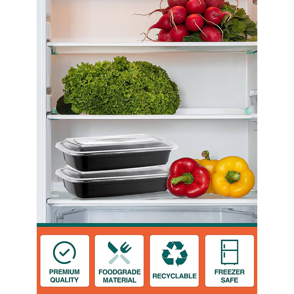 NEEBAKE 40 Sets 38oz Meal Prep Container - Reusable Plastic Food Storage Containers with Lids, Fits Microwave, Freezer and Dishwasher Safe