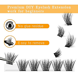 PURELEOR Cluster Lashes 60Pcs Individual Eyelash Extensions C Curl DIY Manga Lash Mixed 8-16mm