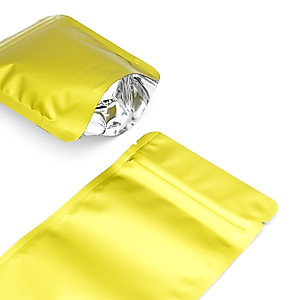 QQ Studio 100PCS Matte Double-Sided Colored Stand-Up Bags (8.5x13cm (3.3x5.1"), Translucent/Gold)