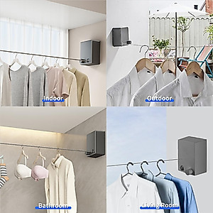 Retractable Clothesline, Indoor Outdoor Clothes Line, Heavy Duty Clothes Drying Laundry Line with 13.8 Ft Steel Wire, Retractable Indoor Clothes Lines for Drying, Hanging for Bathroom, Balcony, Hotel