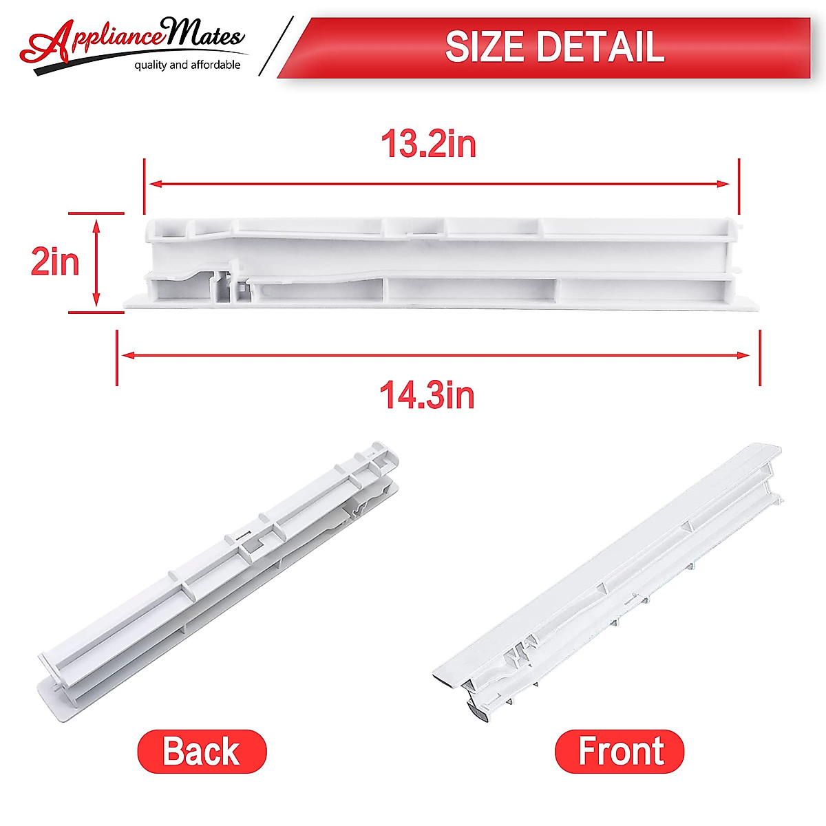 W10326469 Center Drawer Slide Rail by APPLIANCEMATES Compatible with Whirlpool Refrigerator Replace for 8208326 W10326469 WPW10326469 12796401 67004514 AP6019603