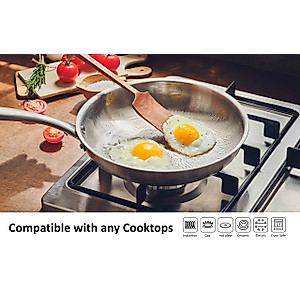 CHEF TOPF 5-ply Stainless Steel Frying Pan 10inch, Full 5-Ply Clad Construction Professional Grade Pan, Brushed Finish, Induction Cooking Pan, Oven Safe, Dishwasher Safe
