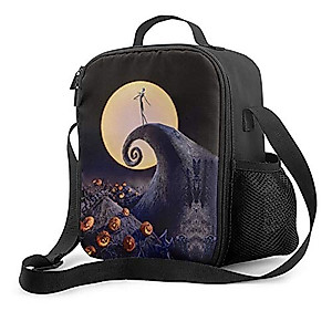 The Nightmare Before Christmas Men & Women Insulated Lunch Bag,Reusable Tote Lunch Box with Water Bottle Holder and Adjustable Shoulder Strap for Office Picnic