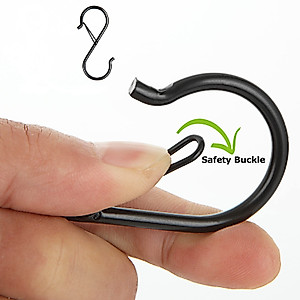 ACXFOND 36PCS S Hooks for Hanging, Black S Hooks with Safety Buckle 3.5 Inch Heavy Duty s Hooks, S Hooks for Hanging Plants, Clothes, Kitchen Utensil, Pots and Pans, Bags