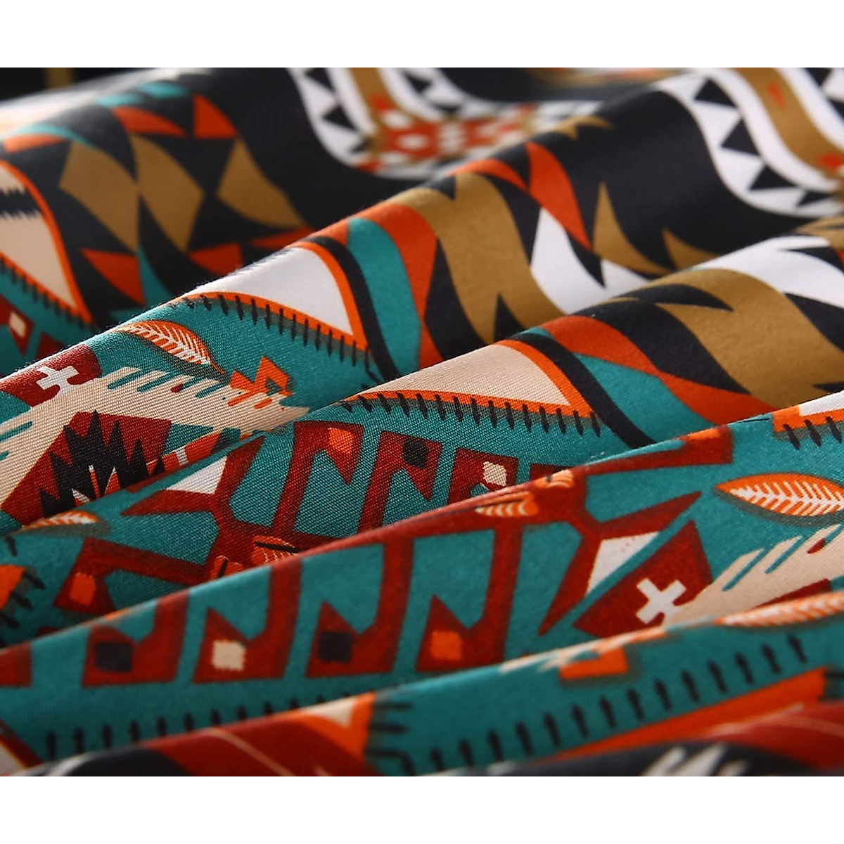 Bsmilly Bohemian Duvet Cover Set King Boho Chic Floral Striped Bedding Set Super Soft Microfiber Indian Tribal Duvets Cover Southwestern Exotic Mandala Comforter Cover Orange