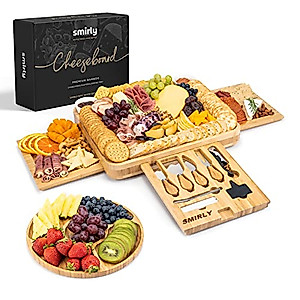 SMIRLY Charcuterie Boards, Extra Large Charcuterie Board Set - Bamboo Cheese Board and Knife Set - House Warming Gifts New Home, Wedding Gifts for Couples, Unique Bridal Shower Gift for Her
