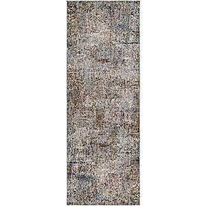 Hauteloom Gorokan Contemporary Abstract Living Room Bedroom Dining Room Area Rug - Modern Distressed Bohemian Carpet - Brown, Cream, Beige, Brown, Gray - 7'10" Round