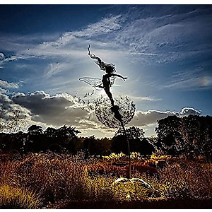 KINHA Fairy Dandelion Sculptures Fairy Dandelion Sculptures Garden Stakes Dramatic Fairy Sculptures Dancing with Dandelions,Wind Catcher for Home Garden Patio Yard Decoration with Standing Pole