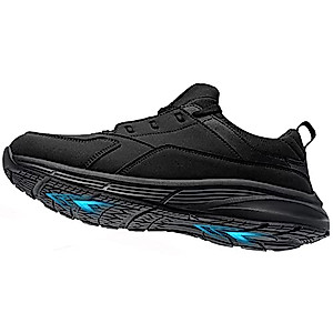 LARNMERN Non Slip Work Shoes for Men Fashion Walking Sneakers Kitchen Chef Shoe Waterproof Food Service Restaurant Slip Resistant Comfortable Leather Casual Athletic Tennis Shoes/10.5/Black