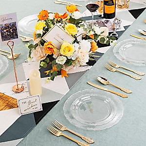 U-QE 100 Pieces Clear Plastic Plates - Clear Disposable Plates - Premium Hard Clear Plates for Party, Holiday and Party Use Including 50 Dinner Plates 10.25 '' & 50 Dessert Plates 7.5 ''