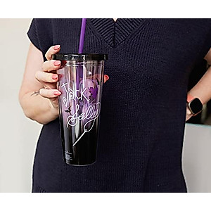Disney The Nightmare Before Christmas 24-Ounce Carnival Cup With Reusable Straw and Leakproof Lid | Plastic Cold Cup For Boba Milk Tea Beverages, Home & Kitchen Essentials | Tim Burton Halloween Gifts