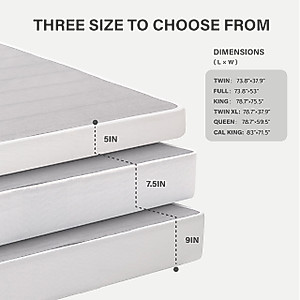 EGOHOME 5 Inch Queen Easy Assembly, Sturdy Mattress Foundation, Strong Steel Metal Frame, Black Box-Springs