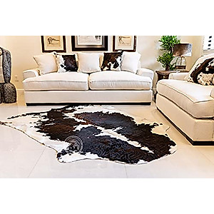 Genuine Tricolor Cowhide Rug Approx. 6 x 7-8 ft. 180 x 220 cm