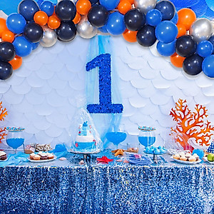 133 Pcs Space Balloons, Royal Navy Blue Orange Metallic Silver Latex Balloons, Outer Space Party Favors 5 10 Inch Balloon Arch Garland Kit Kids Outer Space Birthday Party Supplies