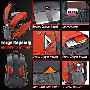 Backpack Bookbag for College Laptop Travel, Fit Laptop Up to 15.6 inch Multi Compartment with USB Charging Port Anti theft, Gift for Men Women (Orange)