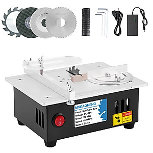 MXBAOHENG Mini Table Saw S2 Portable Precision Table Saws for Crafts, 1/2" Cut Depth, w/ 4 Blades, 96W Adjustable Speed Power Supply, for Wood Metal Plastic Cutting
