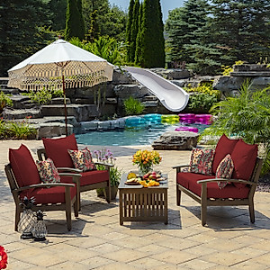 Arden Outdoor Deep Seat Set, 24 x 24, Rain-Proof, Fade Resistant, Deep Seat Bottom and Back Cushion 24 x 24, Ruby Red Leala
