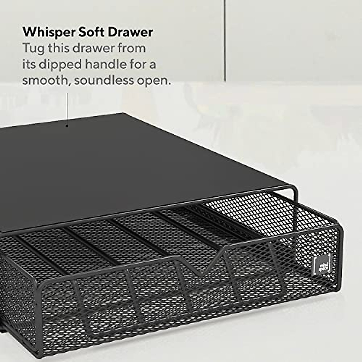 K-cup Coffee Pod Holder for Counter, Coffee Station for Keurig Pods - Coffee Bar Accessories - Caddy Dispenser with Sliding Drawer for Kitchen Organizer - Holds 36 Cups | The Mesh Collection, Black