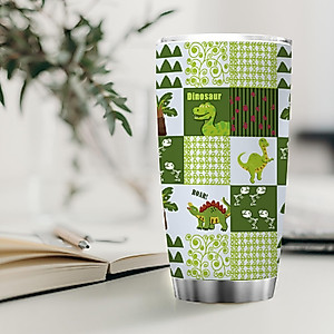Tumbler Cartoon Dinosaur Tree Stainless Steel Coffee Travel Mug With Flip Lid Leak Proof Travel Tumbler Hot And Cold Drinks Thermal Cup Tea Wine Cups For Office Cartoon Dinosaur Tree 20oz