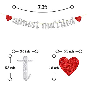Silver Glitter Almost Married Banner - Wedding Rehearsal Decorations - Engagement/Bridal Shower Party Decoration Supplies