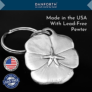 DANFORTH – Purple Pansy Keychain – Handcrafted Pewter Flower Keychain For Women - 1 ¾” - Made In USA
