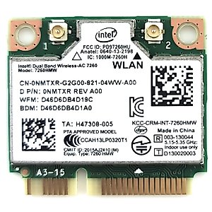 Intel Dual Band Wireless-AC 7260 2x2 Network plus Bluetooth adapter (7260.HMWWB.R)