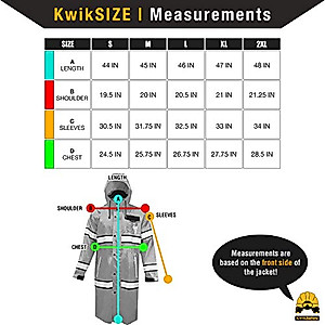 KwikSafety - Charlotte, NC - TORRENT High Visibility Rain Gear - FOLDABLE HOOD - Class 3 ANSI OSHA Reflective Waterproof Trench Safety Jacket/XL