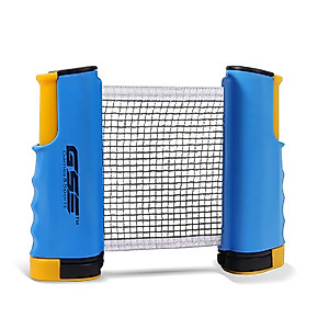 GSE Adjustable Retractable Ping Pong Net & Post. Portable Table Tennis Net & Clamps. Replacement Ping Pong Net for Any Tables (Blue)