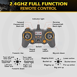 kolegend 22 Channel RC Excavator Metal Shovel Independent Arms 1/14 Scale, Professional Remote Control Construction Vehicles, Boy Toys Best Gift for 8+ Years Old Boys Adults