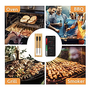 350ft Meat Thermometer Wireless | Smart Digital Bluetooth Food Thermometer for Cooking and Grilling, BBQ, Stove Top, Rotisserie(2 Probes)