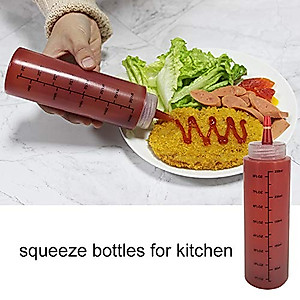 Belinlen 12 Pack 8-Ounce Plastic Squeeze Bottles with Red Tip Caps and Measurement - Good for Crafts, Art, Glue, Multi Purpose Set of 12 with Extra 18 Chalk Labels 6 Red Cap and 1 Pen