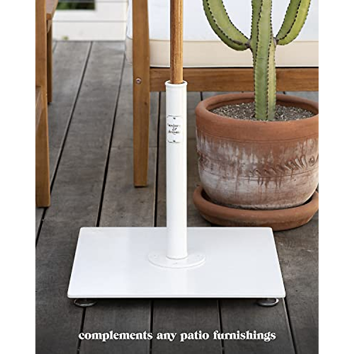Business & Pleasure Co. Classic Patio Umbrella Base - Fits up to 6' Patio & Beach Umbrellas - Heavy Duty Square Metal Umbrella Stand Outdoor Base - White, 35 lbs