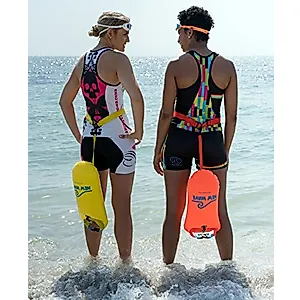 New Wave Swim Buoy - Swim Safety Float and Drybag for Open Water Swimmers, Triathletes, Kayakers and Snorkelers, Highly Visible Buoy Float for Safe Swim Training (PVC 15 Liter Yellow)