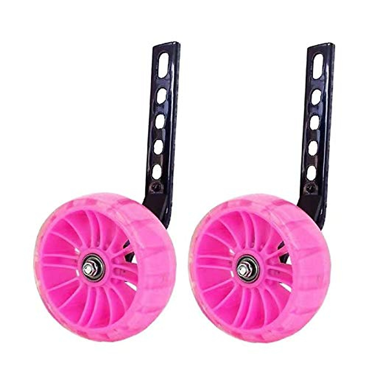 HUWAY training wheels flash mute wheel bicycle stabiliser mounted Kit compatible for bikes of 12 14 16 18 20 Inch， 1 Pair (pink2)
