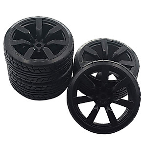 4Pcs ShareGoo OD62mm Hard Plastic RC Drift Car Tires & Wheel Rims 12mm Hex Tyre Compatible with Traxxas HSP Tamiya HPI Kyosho 1/10 Drift Drifting RC Car